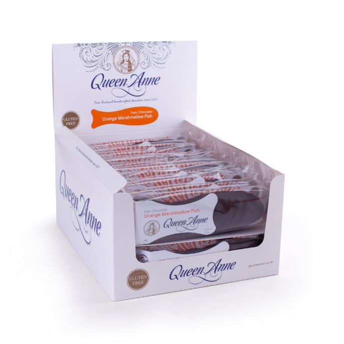 PARTY BOX - x24 50g Dark Chocolate Orange Marshmallow Fish — Queen Anne ...