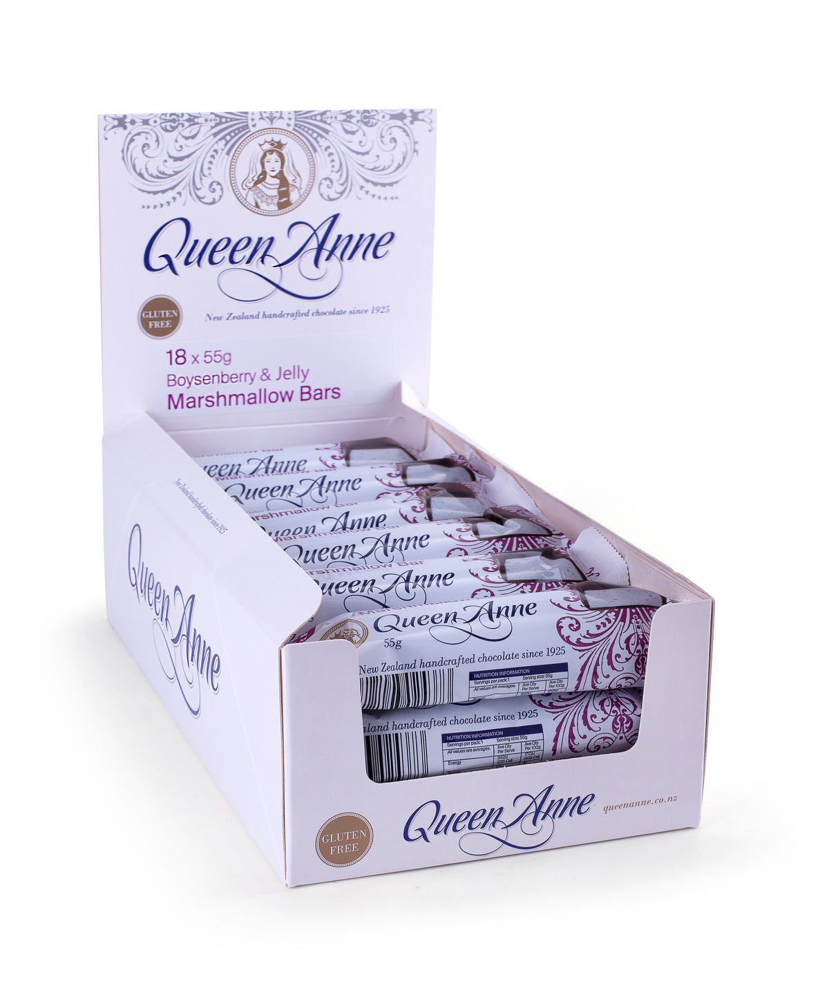 PARTY BOX - x18 55g Dark Chocolate Boysenberry Jelly & Marshmallow Bar ...