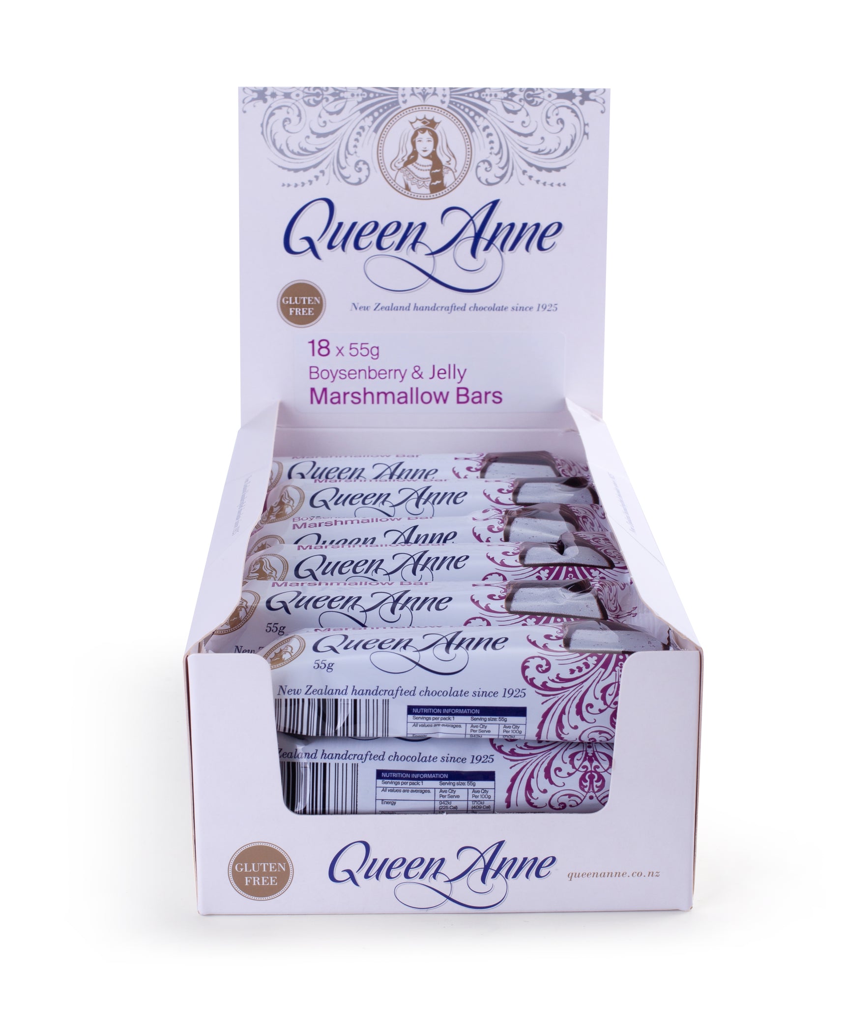 PARTY BOX - x18 55g Dark Chocolate Boysenberry Jelly & Marshmallow Bar ...