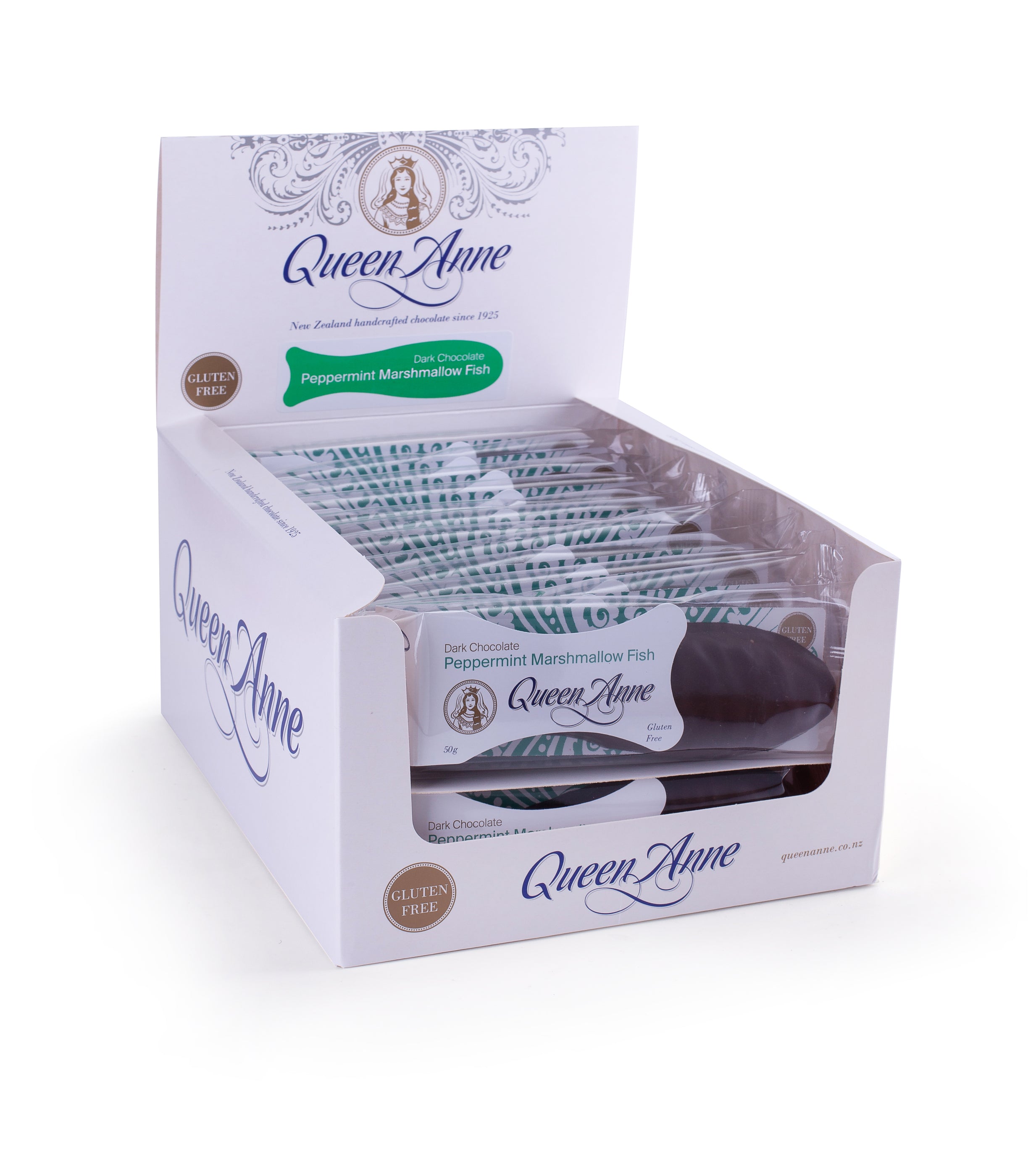 PARTY BOX - x24 50g Dark Chocolate Peppermint Marshmallow Fish — Queen ...