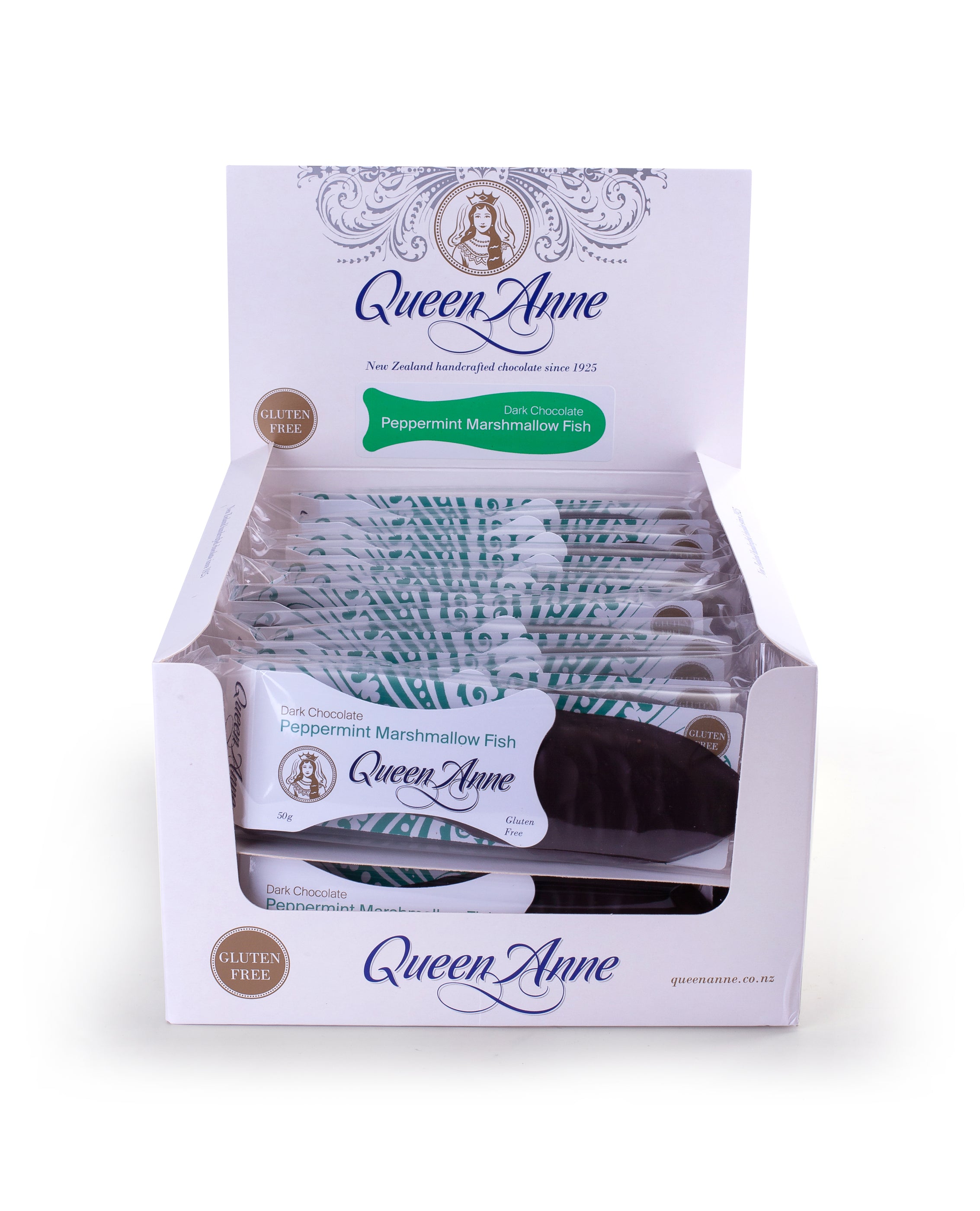 PARTY BOX - x24 50g Dark Chocolate Peppermint Marshmallow Fish — Queen ...